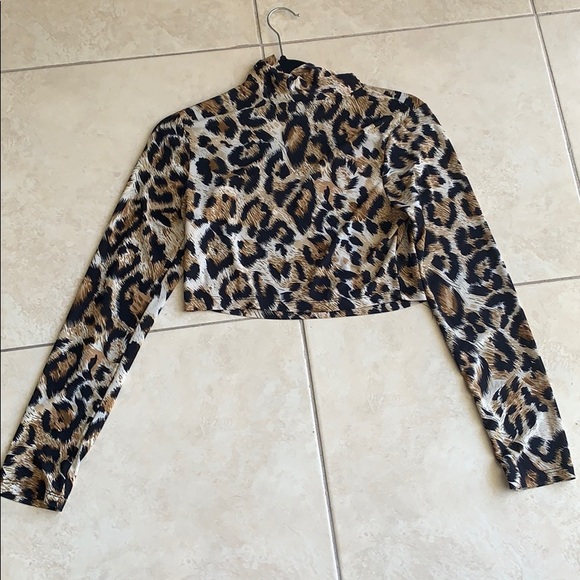 Tops | Cheetah Print Long Sleeve Crop Top | Poshmark